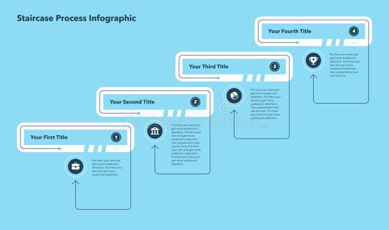 Staircase Process Infographic Template with Four Steps - Blue Version ...