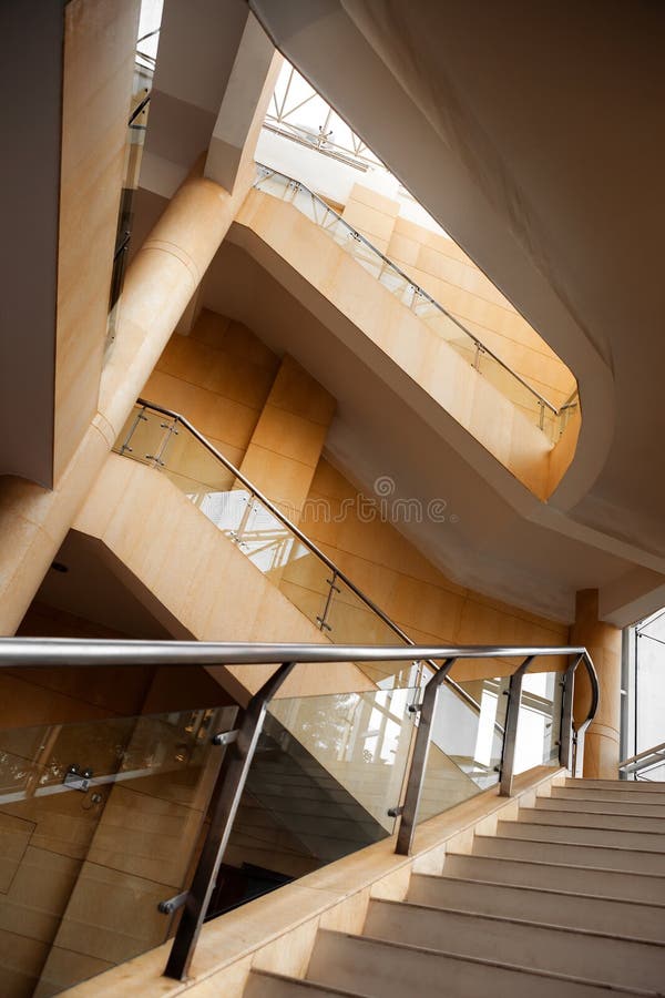 Staircase with railing stock image. Image of hall, wall - 37970039