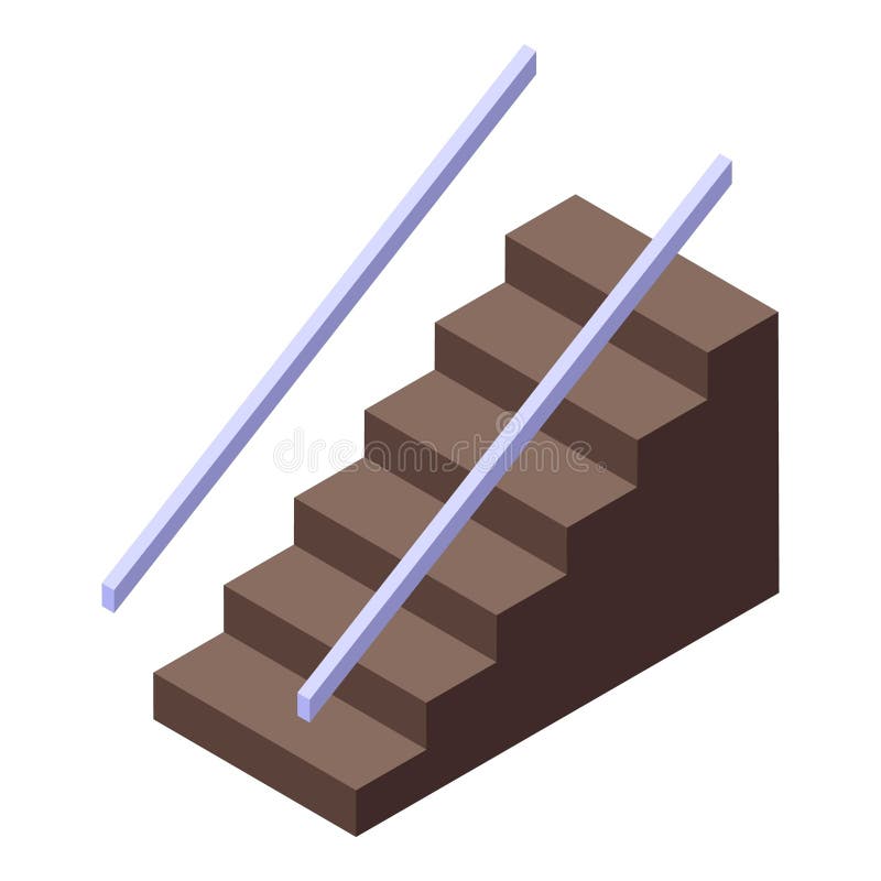 Staircase with Railing Leading Upwards in Isometric View Stock Vector ...