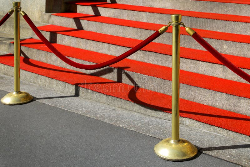 Staircase with Railings and Red Carpet Stock Image - Image of career ...