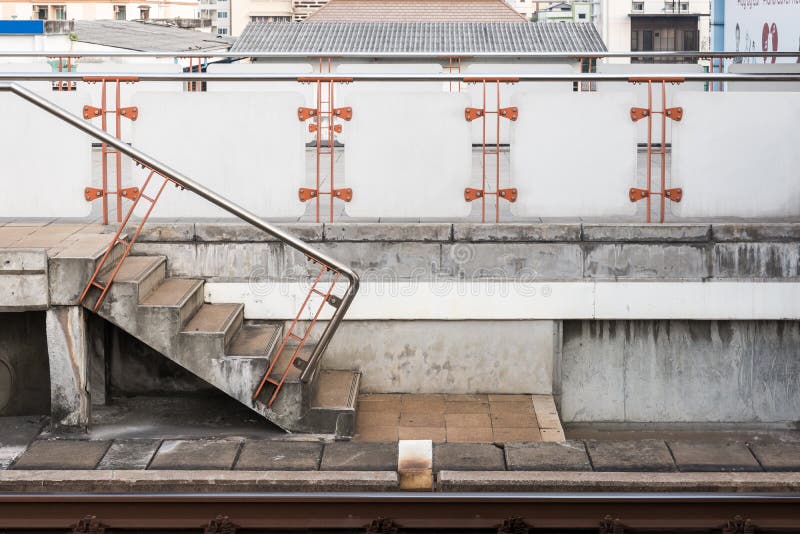 Staircase Railroad Tracks at a Train Station Stock Image - Image of ...