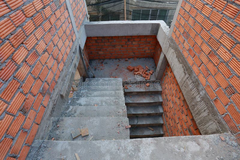 Staircase in Residential Building Construction Stock Image - Image of ...