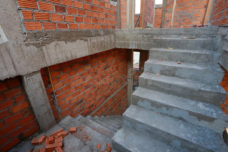Staircase in Residential Building Construction Stock Image - Image of ...