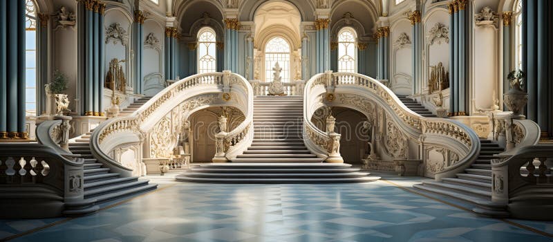 Staircase in the Royal Palace Stock Illustration - Illustration of ...