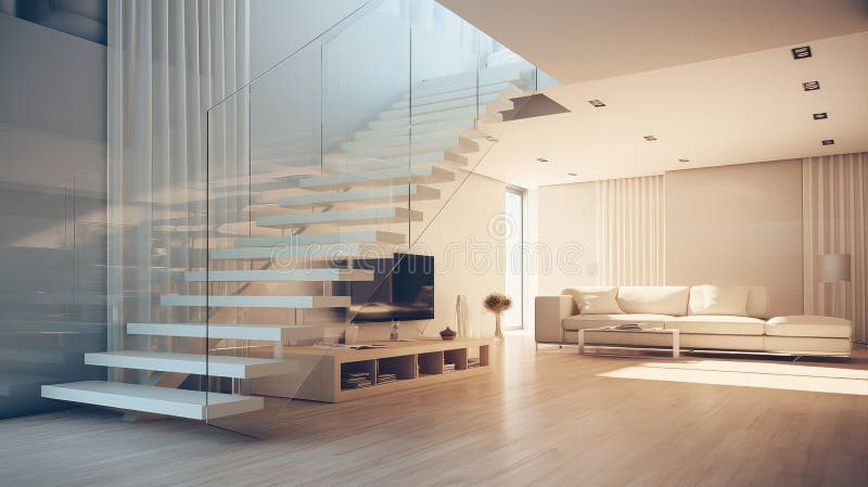 Staircase sheet of glass stock illustration. Illustration of smooth ...