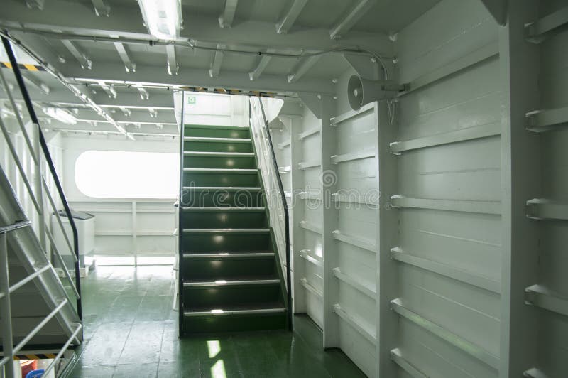 Staircase in the ship stock photo. Image of metal, handrails - 53475940