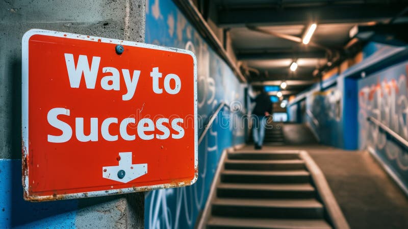 Staircase Sign - Way To Success - AI Generated Stock Illustration ...