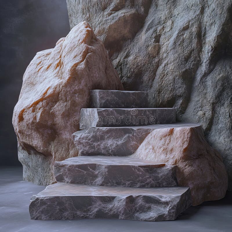 Staircase with Stone. 3d Render, 3d Illustration Stock Illustration ...