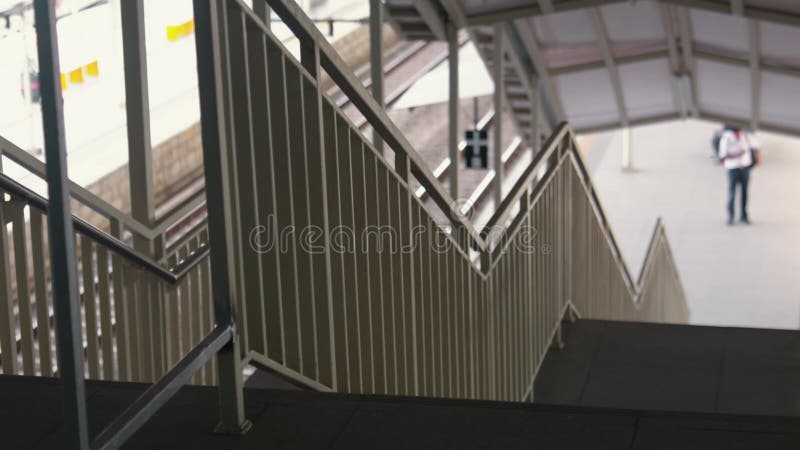 Staircase in a Train Station Stock Footage - Video of people, railing ...