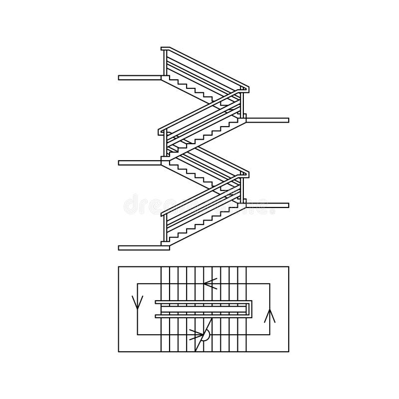 Staircase vector outline stock vector. Illustration of architecture ...
