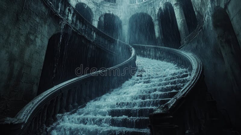 A Staircase with Water Dripping Down it Stock Photo - Image of stream ...