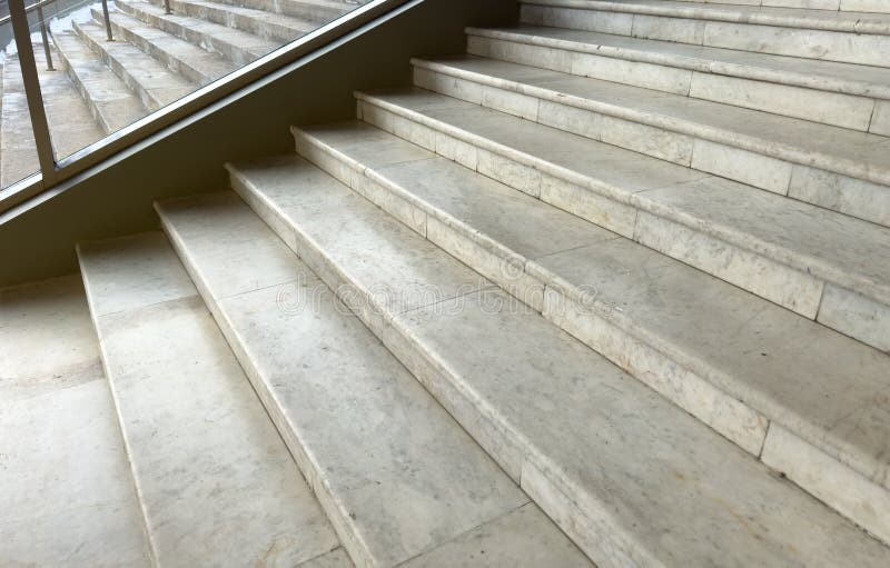 A Staircase with White Steps and a Railing Stock Image - Image of ...