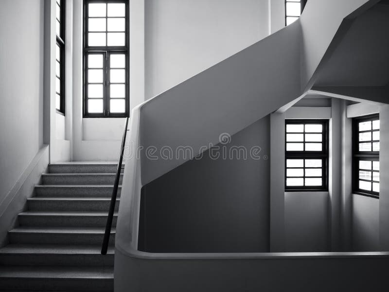 Staircase with Window Frame Interior Building Hallway Stock Image ...