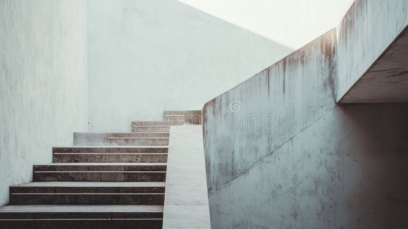 Staircase with Wooden Steps Leading Up To a Plain White Wall in a ...