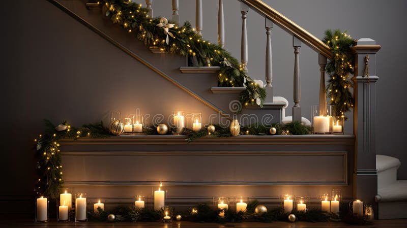 A Staircase Wrapped in Delicate String Lights that Cast a Warm and ...