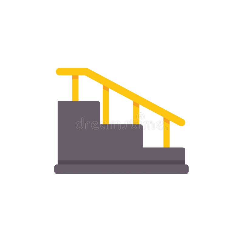 Staircase with Yellow Handrail Leading Upwards on White Background ...