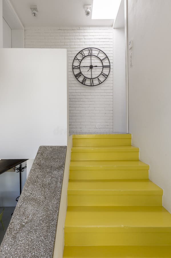 Staircase with Yellow Steps Stock Photo - Image of indoors, design ...