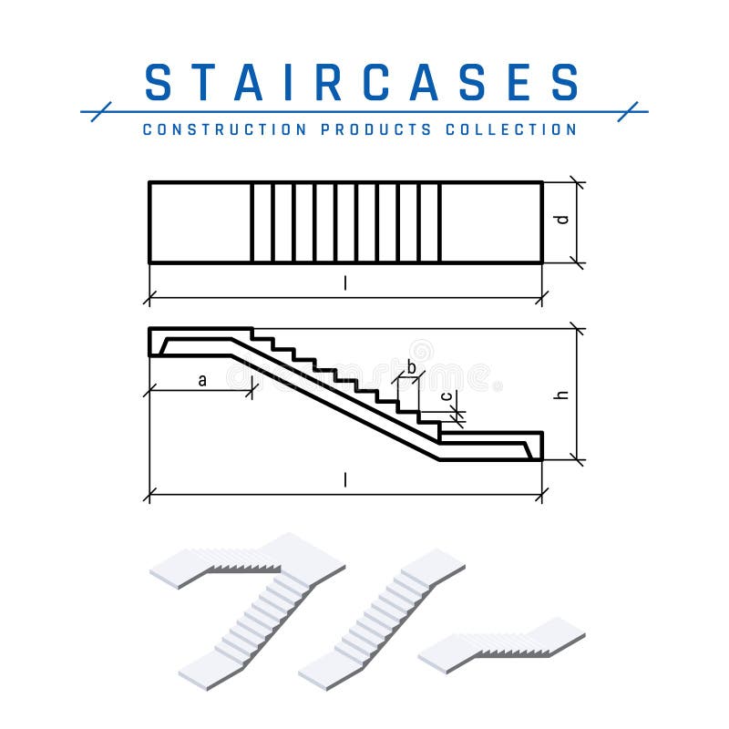 Staircases, Top View, Vector in Isometric Style Stock Vector ...
