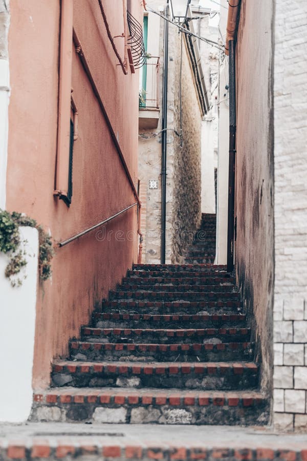 The stairs in the alleys stock image. Image of beautiful - 267313323