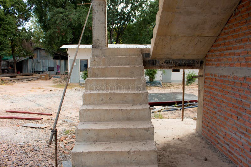 Stairs Architecture Unfinished at Basement Stock Image - Image of ...