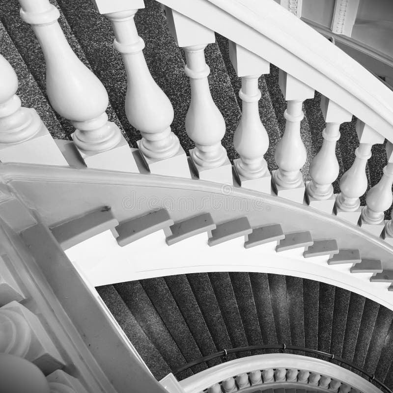 Spiral Stairs, Black and White. Architecture Old Italian Palace. Stock ...