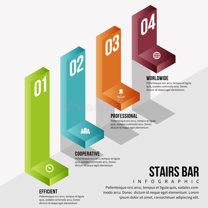 Colorful Stairs Process Step by Step Stock Vector - Illustration of ...
