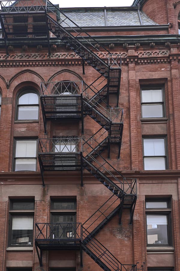 Stairs in a brick building stock photo. Image of building - 128702068