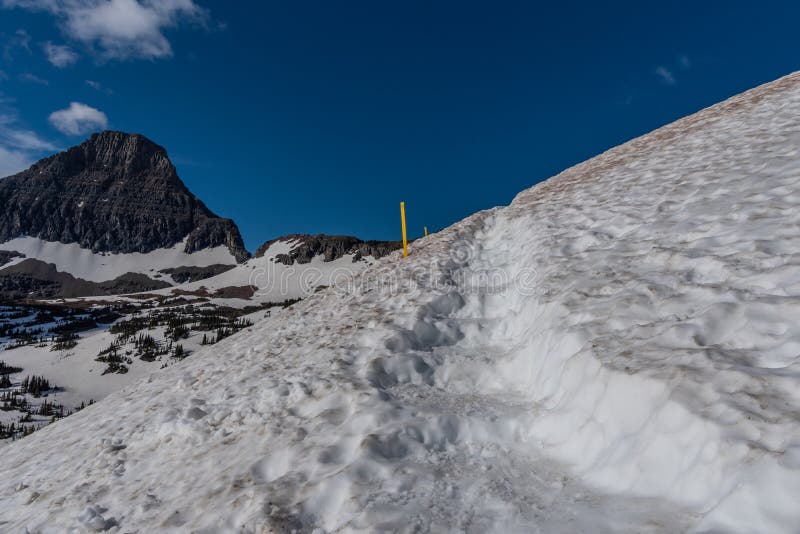 Stairs Carved into Logan Pass Snow Stock Image - Image of trail, park ...