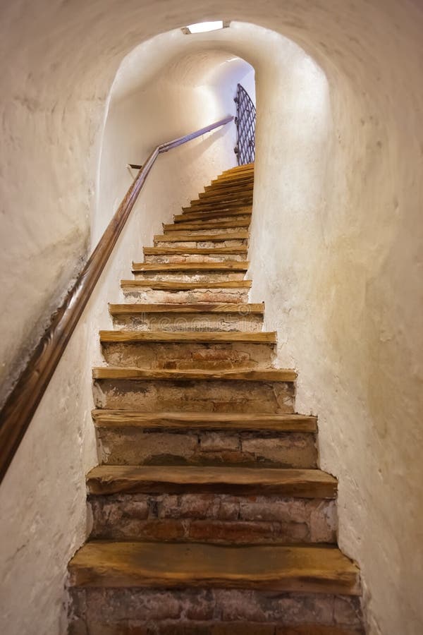 Spiral Stone Stairs in an Old Castle Seen from Above Stock Photo ...