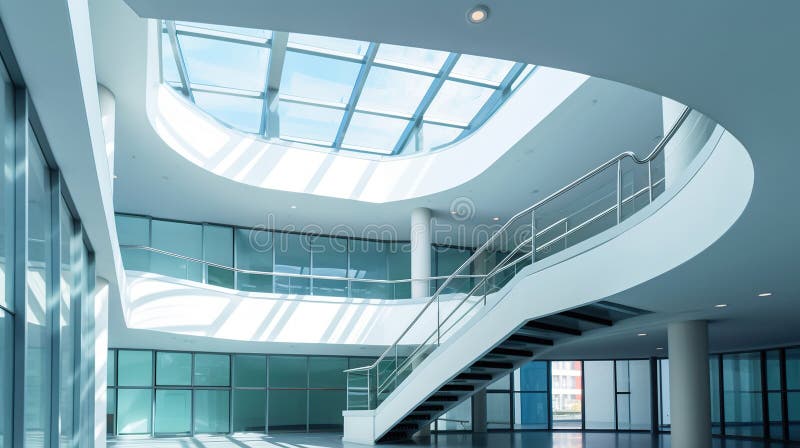 Stairs and Ceiling. Under View of Modern Architecture AI, Generated ...