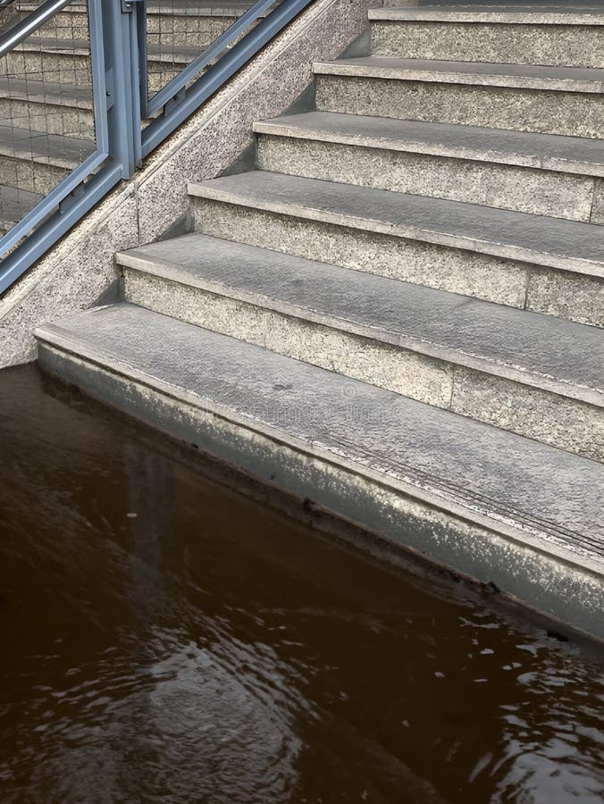 Stairs in the City with Flood Stock Photo - Image of staircase, flood ...