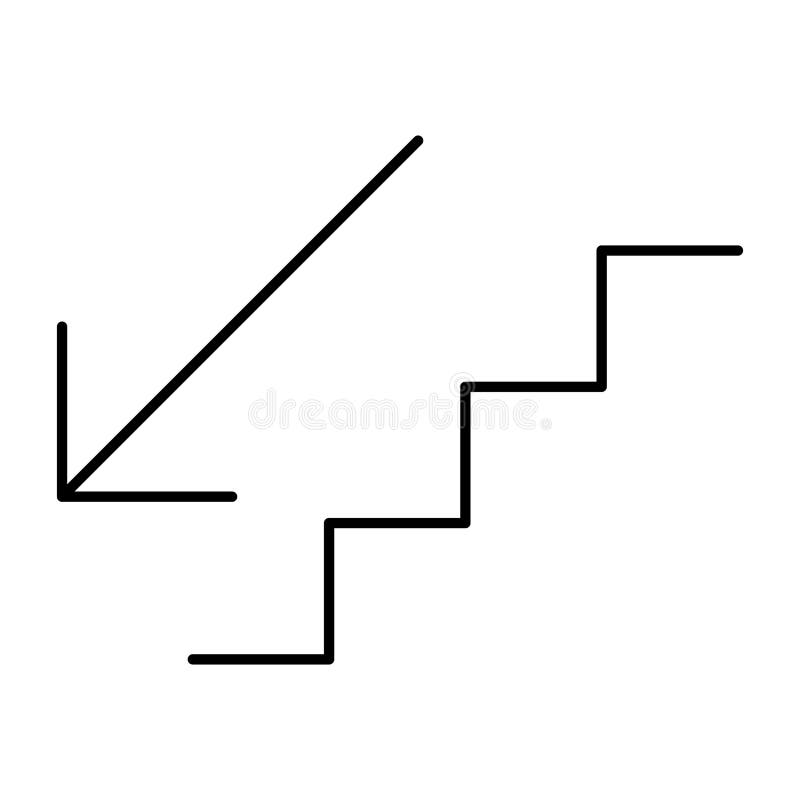 Stairs Down Arrow Graph Sign Icon. Flat Web Walk Step Design Vector ...