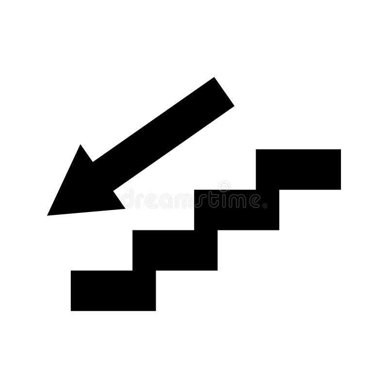 Stairs Down Arrow Graph Sign Icon. Flat Web Walk Step Design Vector ...