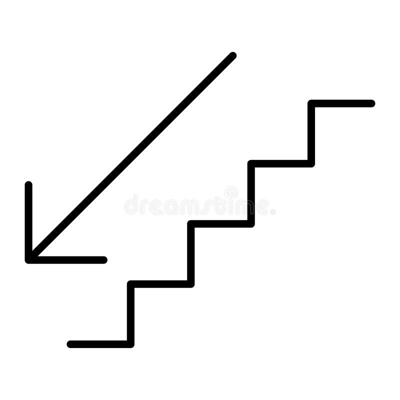 Stairs Down Arrow Graph Sign Icon. Flat Web Walk Step Design Vector ...