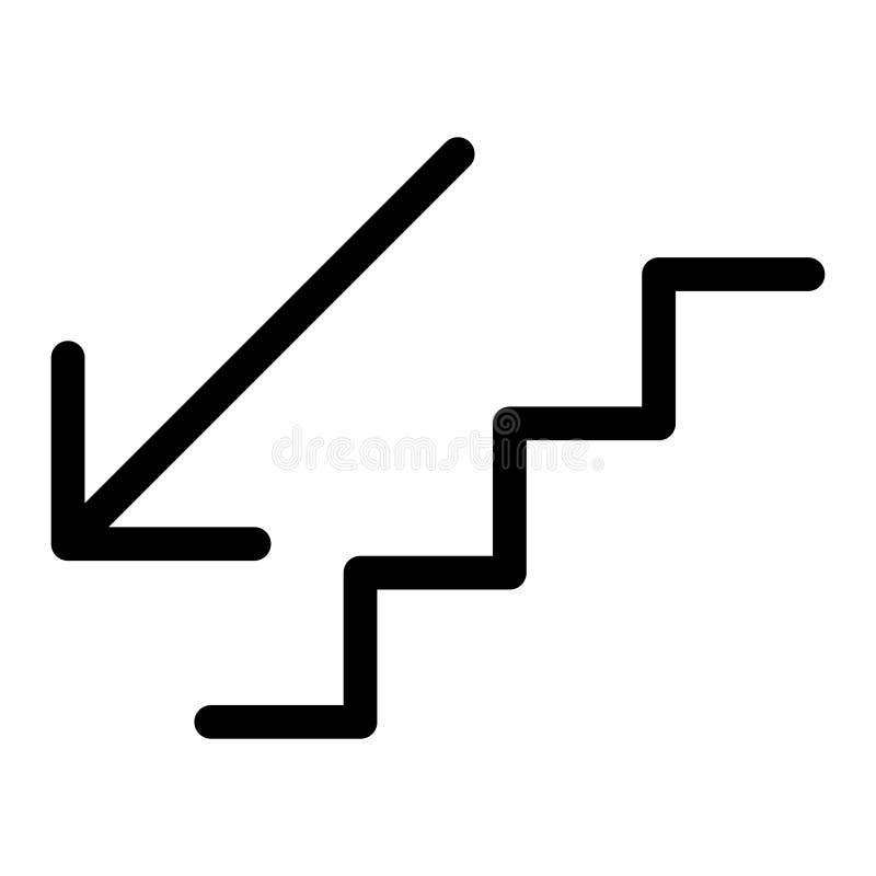 Stairs Down Arrow Graph Sign Icon. Flat Web Walk Step Design Vector ...
