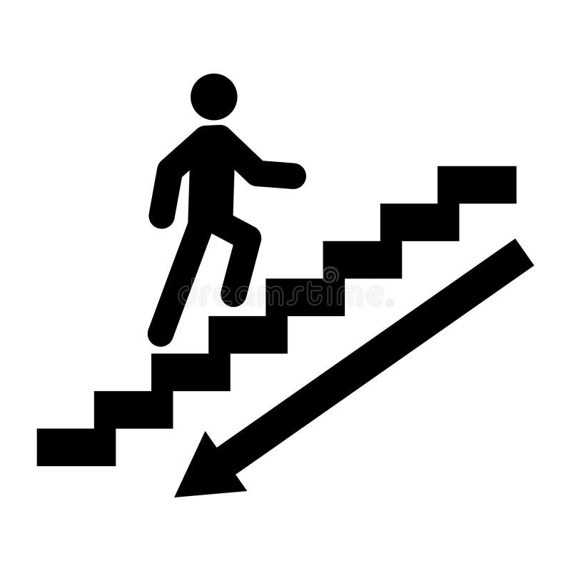 Stairs Down Arrow Graph Sign Icon. Flat Web Walk Step Design Vector ...