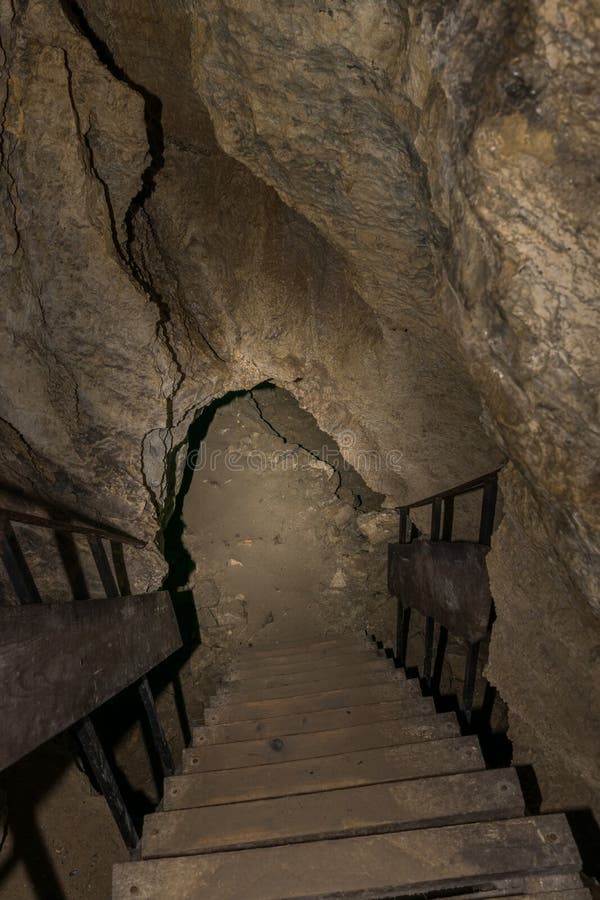 Stairs down stock image. Image of stone, dark, cavern - 104307051