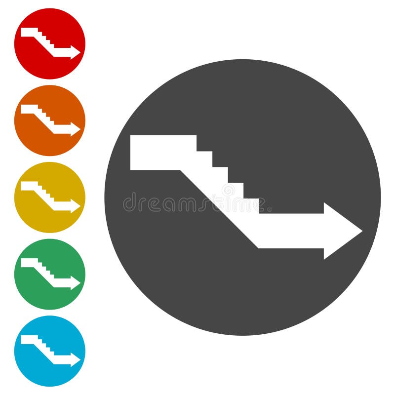 Stairs Down Vector Simple Icon, Downstairs Icon Stock Vector ...