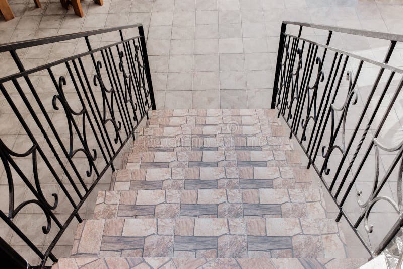 Stairs Down Walking Style Step Forward Go Stock Image - Image of ...