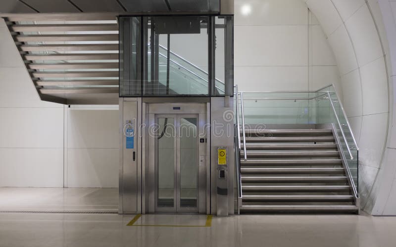 Stairs and elevator. stock image. Image of service, lift - 66854655