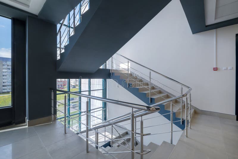 Stairs Emergency and Evacuation Exit Stair in Up Ladder in a New Office ...