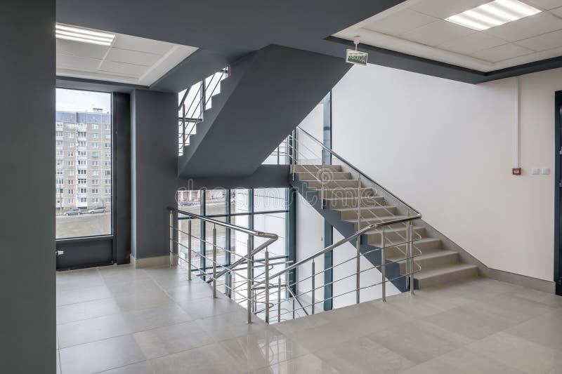 Stairs Emergency and Evacuation Exit Stair in Up Ladder in a New Office ...