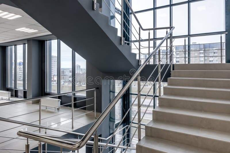 Stairs Emergency and Evacuation Exit Stair in Up Ladder in a New Office ...