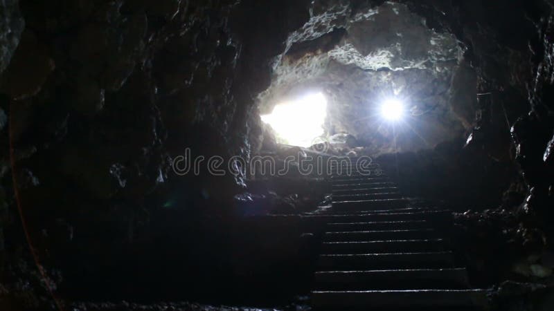 Stairs and Exit from the Underground Cave Stock Video - Video of ground ...