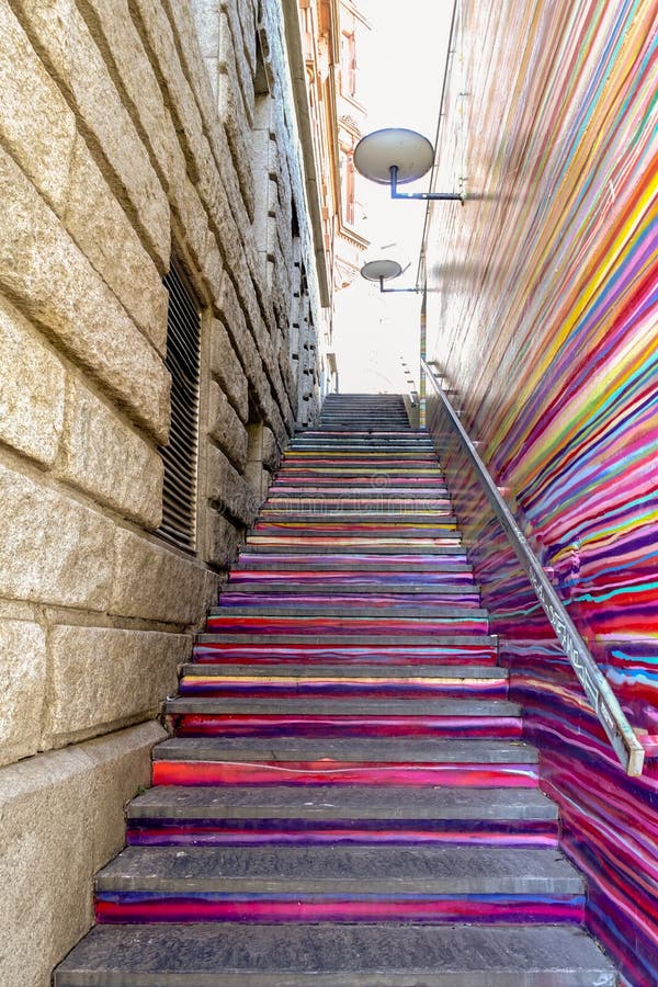 Stairs with Full Color and Rock Stock Image - Image of purple, rock ...