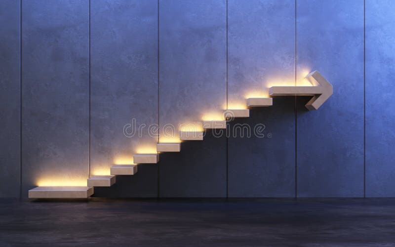 Stairs Going Up To a Bright Sky with Some Dark Clouds. Stock ...