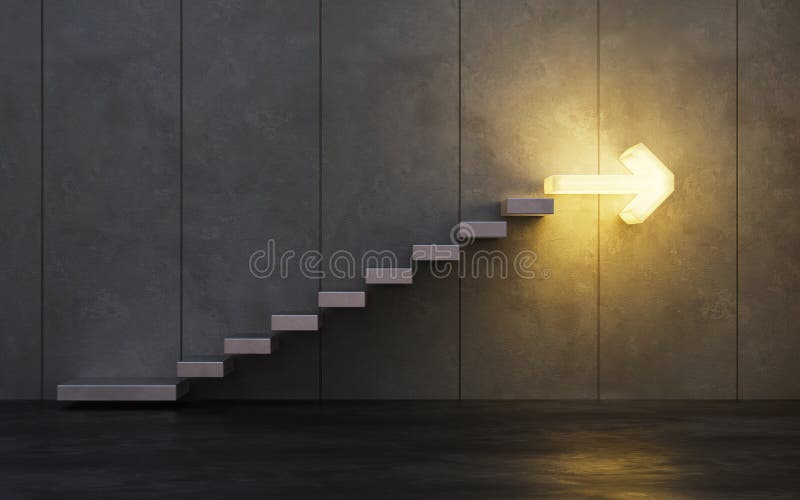 Stairs Going Up To a Bright Sky with Some Dark Clouds. Stock ...