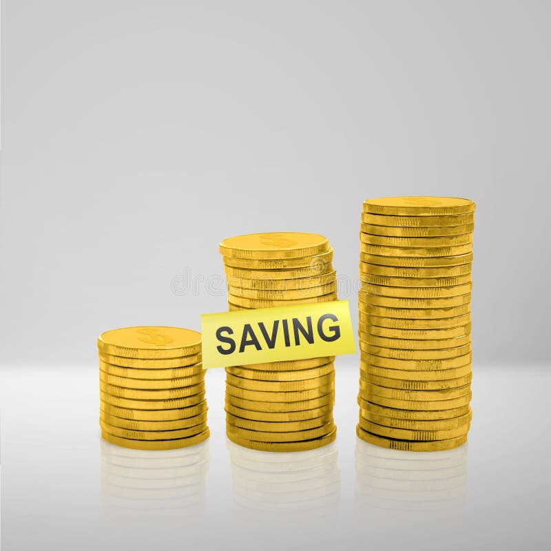 Stairs of Golden Coins and Note Paper with Saving Text Stock ...