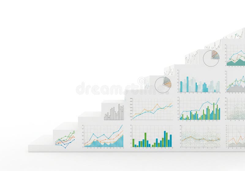 Stairs with Graphs and Growth Charts. Space for Text. Stock ...
