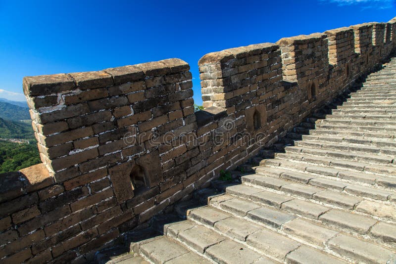 Stairs of the Great Wall China Stock Image - Image of dynasty, famous ...
